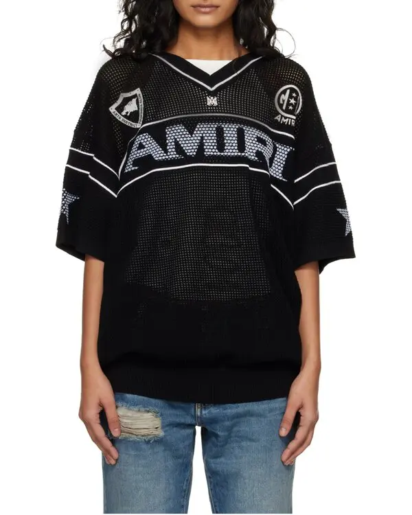 Amiri Sport V-neck Mesh Knit T-shirt