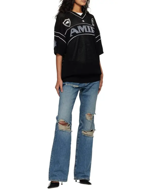Amiri Sport V-neck Mesh Knit T-shirt