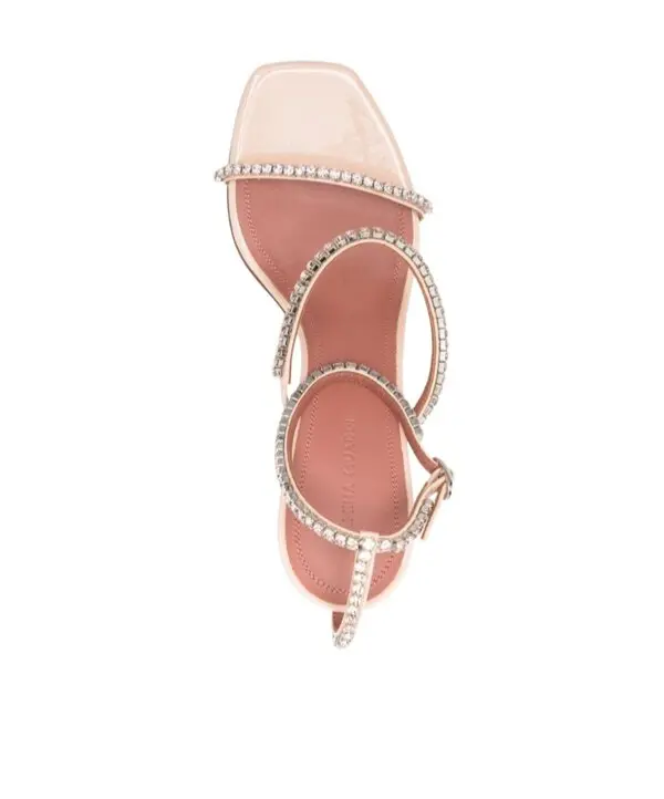 Amina Muaddi Open-toe Embellished High-heeled Sandals - Nude