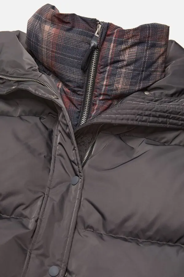 Acne Studios Puffer Jacket With Plaid Lining - Dark Gray