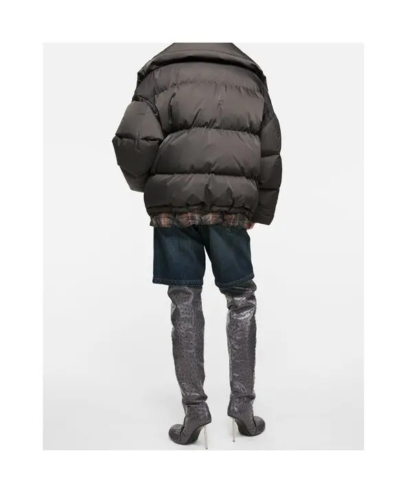 Acne Studios Puffer Jacket With Plaid Lining - Dark Gray