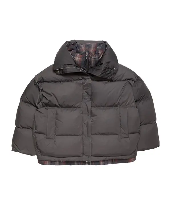 Acne Studios Puffer Jacket With Plaid Lining - Dark Grey