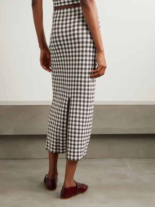 Staud Karina Plaid Jacquard Midi Skirt