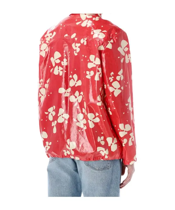 Dries Van Noten Floral Printed Collared Jacket - Red