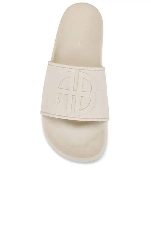 ANINE BING Isla Logo-embossed Slides - Nude