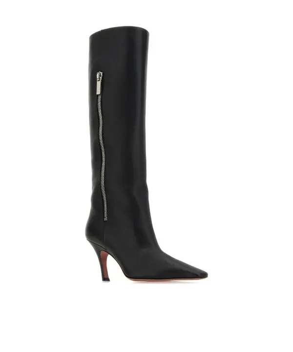 Amina Muaddi Leather Mona Boots