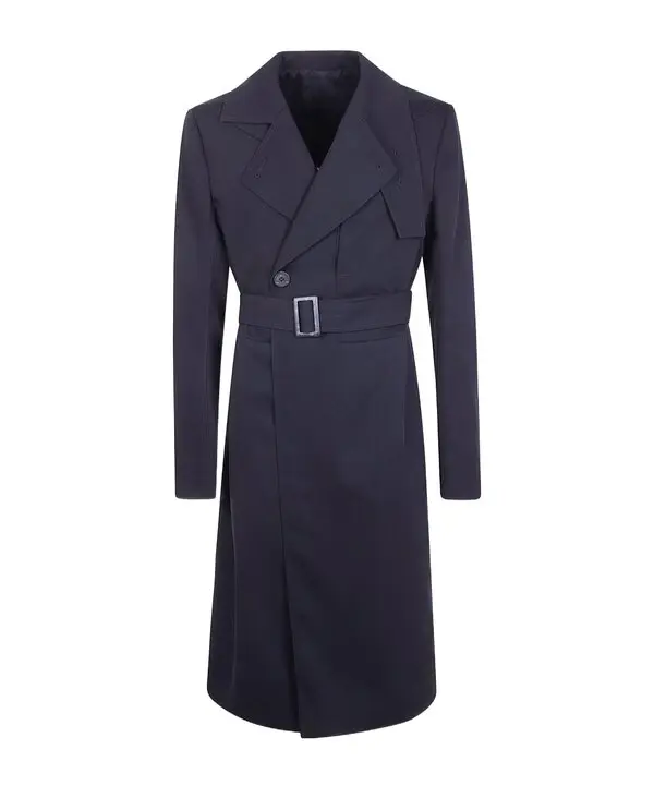 Rick Owens Belted Lapel Collar Long Sleeve Coat