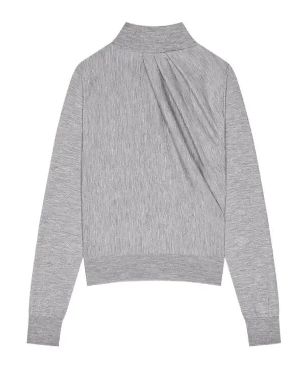 Givenchy Pleated High-neck Knitted Sweater - Light Gray