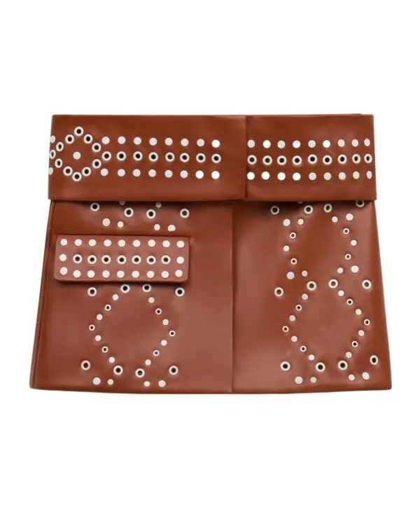 Marni Embellished Leather Mini Skirt - Cognac