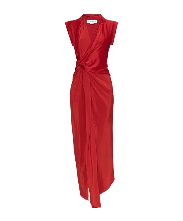 Victoria Beckham Asymmetrical Twist Dress - Cardinalred