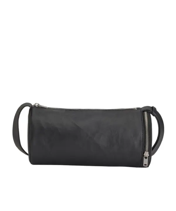 Y3 Leather Barrel Bag - Black