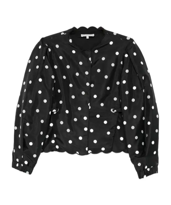 Stine Goya Polka Dot Scalloped Hem Casual Jacket