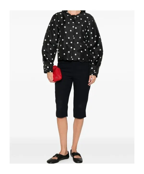 Stine Goya Polka Dot Scalloped Hem Casual Jacket