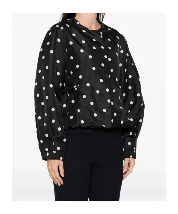 Stine Goya Polka Dot Scalloped Hem Casual Jacket