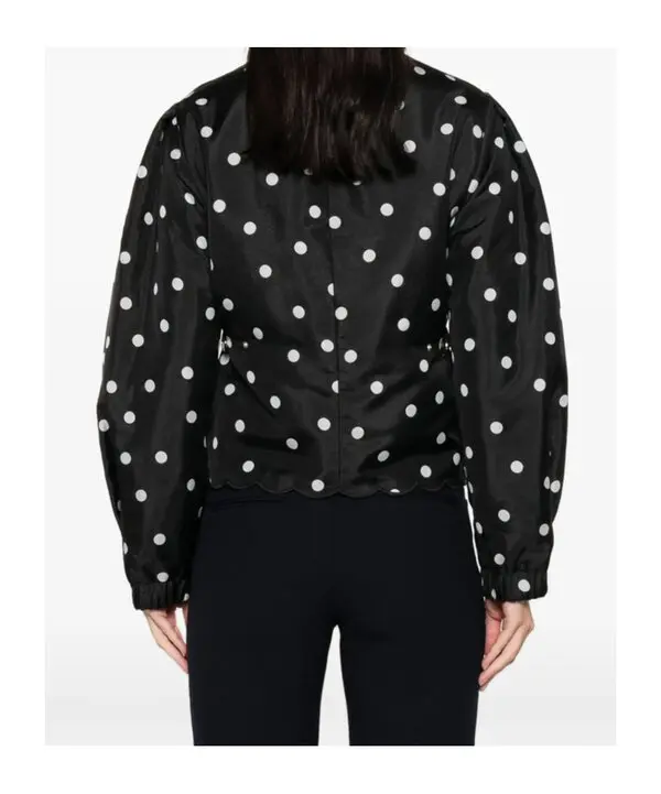 Stine Goya Polka Dot Scalloped Hem Casual Jacket