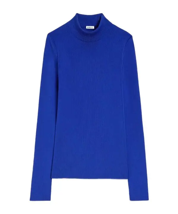 JIL SANDER Ribbed Mock Neck Sweater - Bluebell