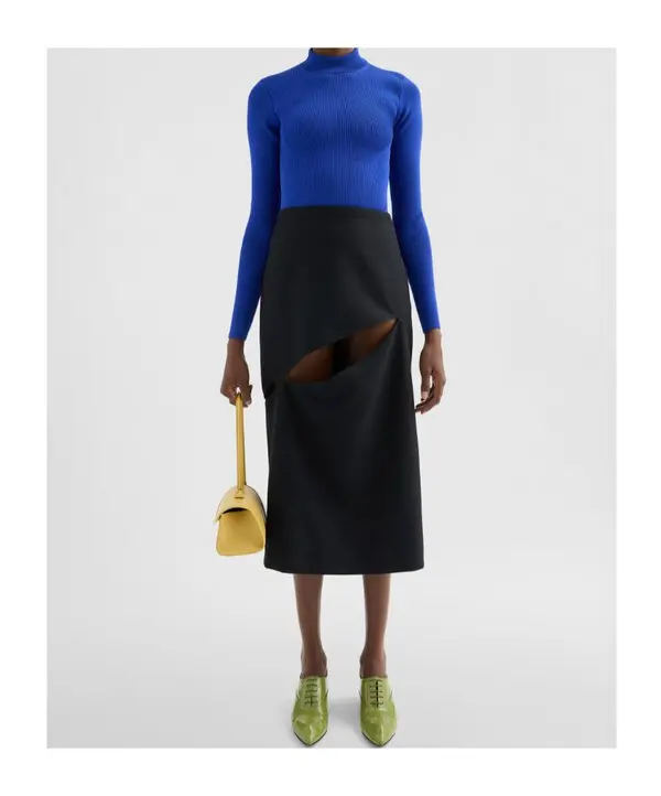 JIL SANDER Ribbed Mock Neck Sweater - Bluebell