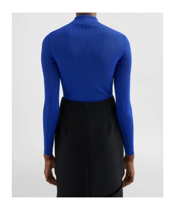 JIL SANDER Ribbed Mock Neck Sweater - Bluebell