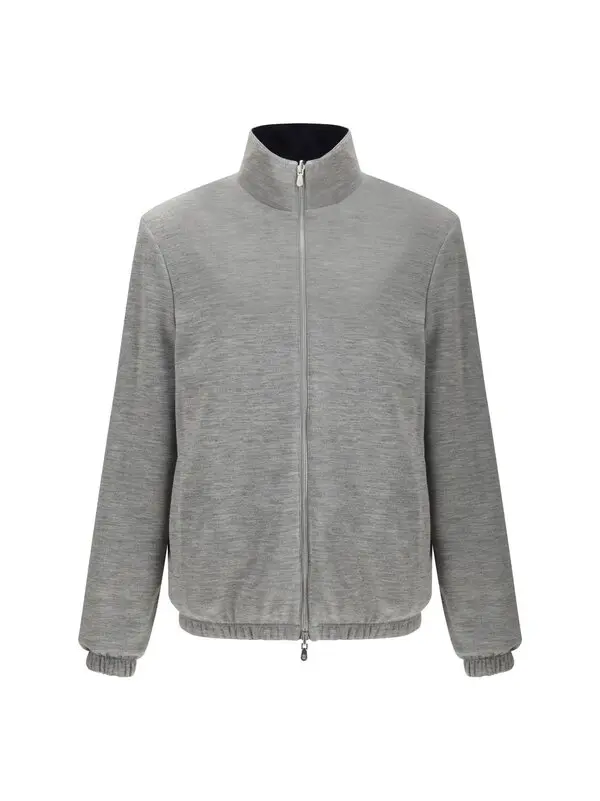 Brunello Cucinelli Crest Embroidered Reversible Zip-up Jacket - Black