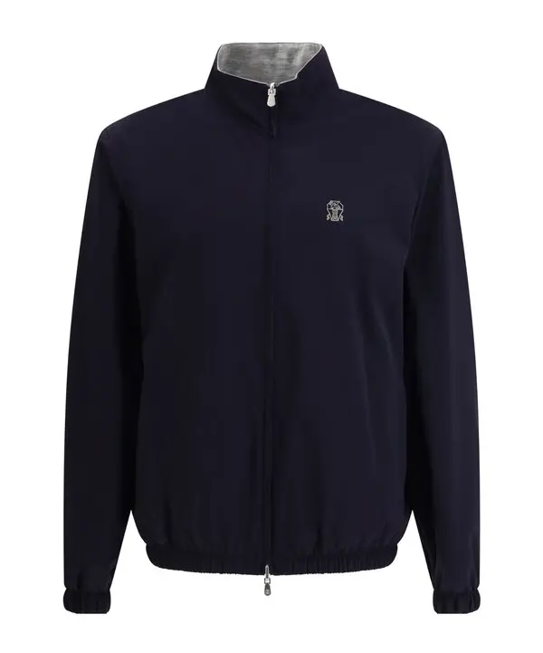 Brunello Cucinelli Crest Embroidered Reversible Zip-up Jacket - Ckm43