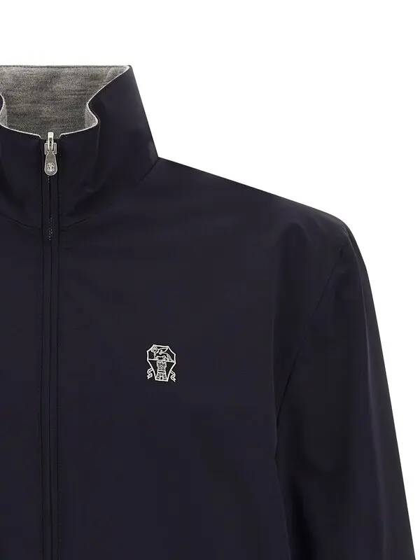 Brunello Cucinelli Crest Embroidered Reversible Zip-up Jacket - Ckm43