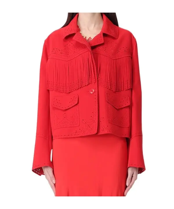 Ermanno Scervino Fringe Laser-cut Jacket - Red