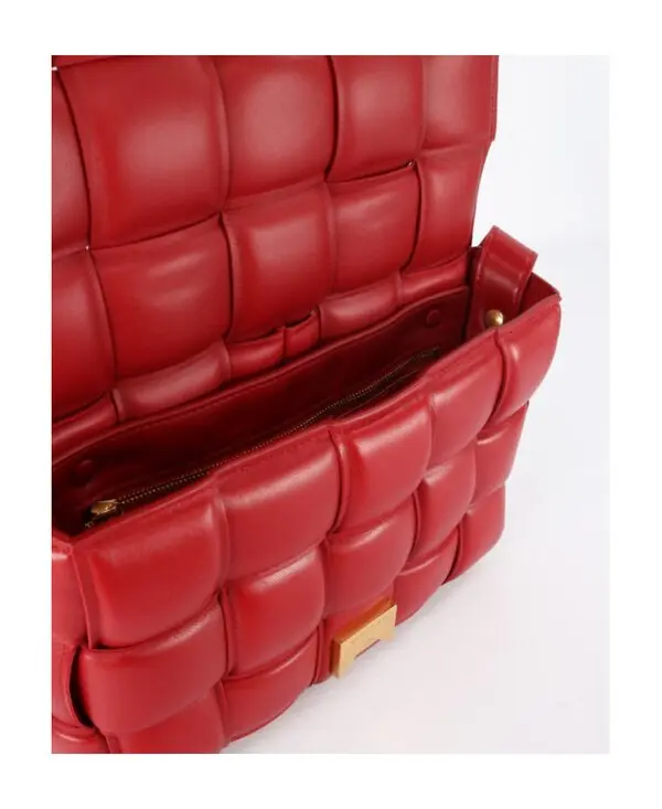 Bottega Veneta Padded Cassette Leather Shoulder Bag - Red