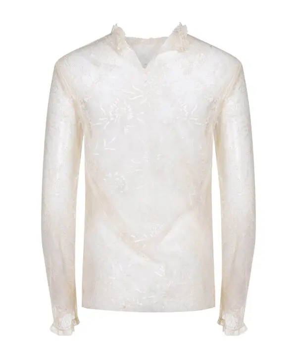 Alberta Ferretti Embroidered Lace Blouse With Sequin Details