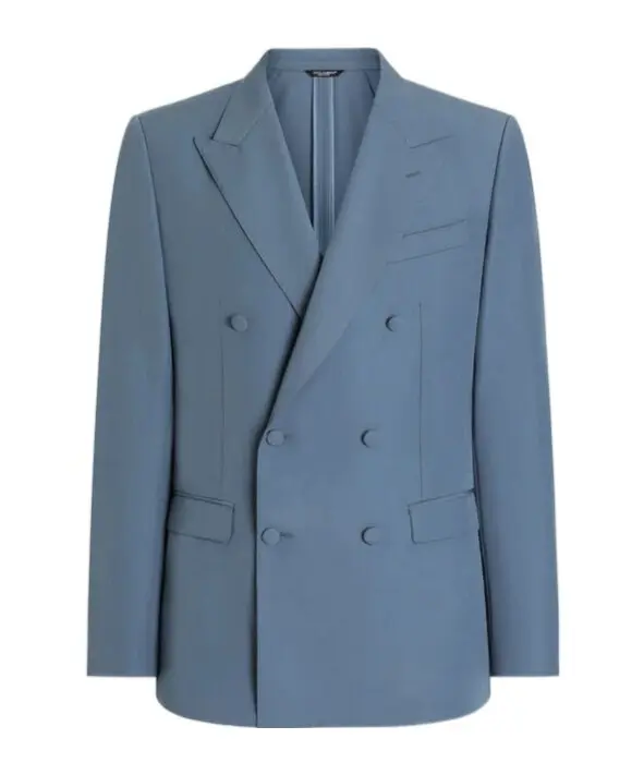 Dolce & Gabbana Dolce Gabbana Double-breasted Poplin Jacket - Sky-blue