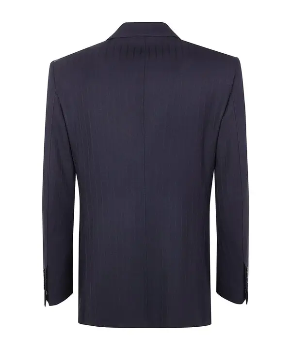TOM FORD Striped Double-breasted Suit Jacket - Black