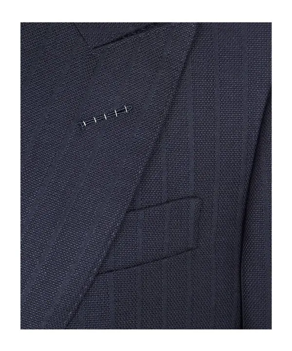TOM FORD Striped Double-breasted Suit Jacket - Black
