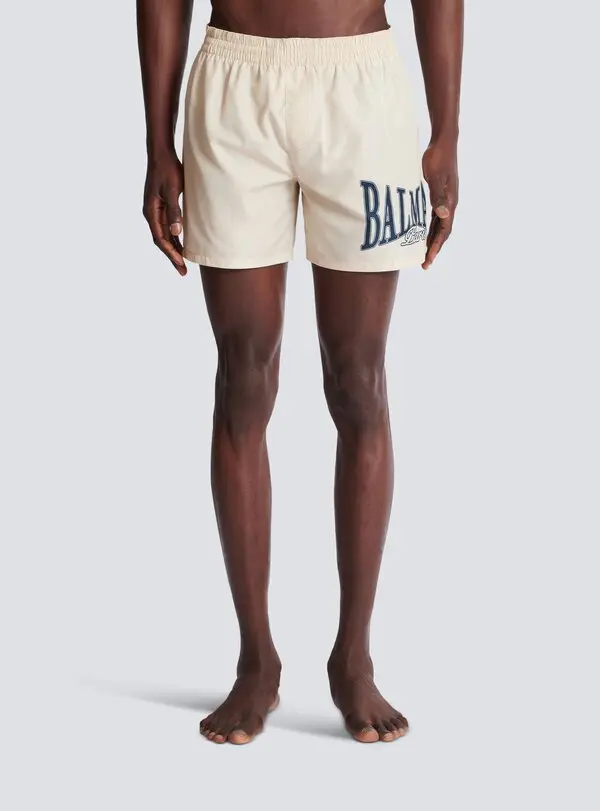 Balmain Printed Swim Shorts - Beige