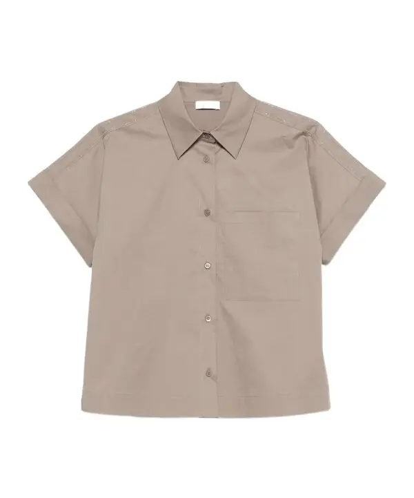 Peserico Embellished Pocket Shirt - Marrone Argilla