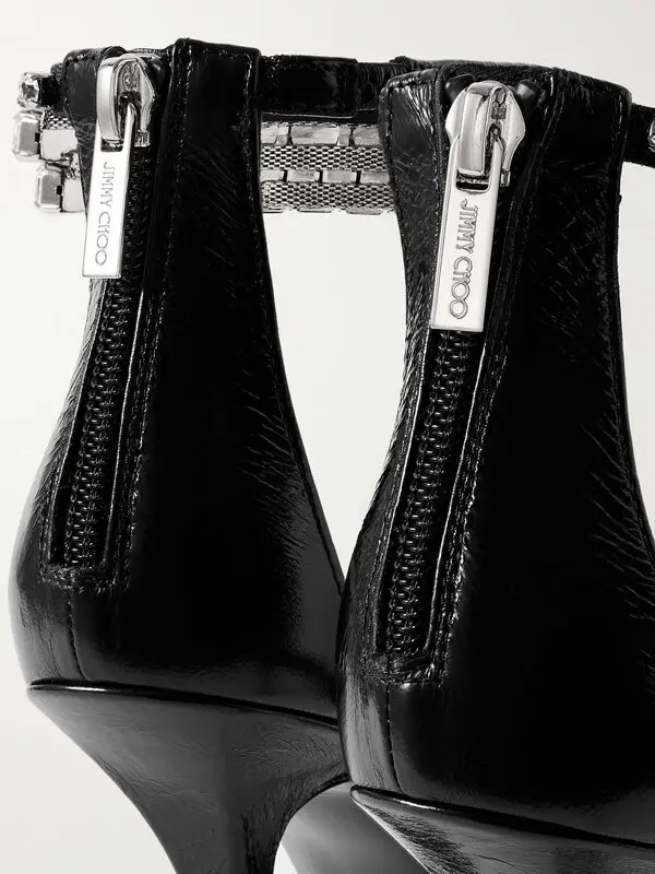 JIMMY CHOO Verity 100 Sculptural Heel Sandals With Crystal Embellishments - Black