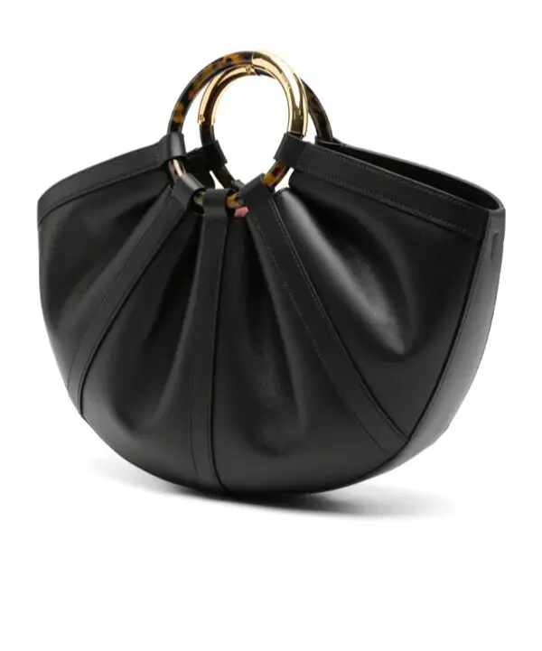 COCCINELLE Pleated Ring-handle Tote Bag - Black
