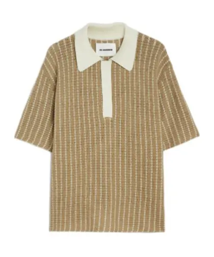 JIL SANDER Textured Striped Polo Shirt