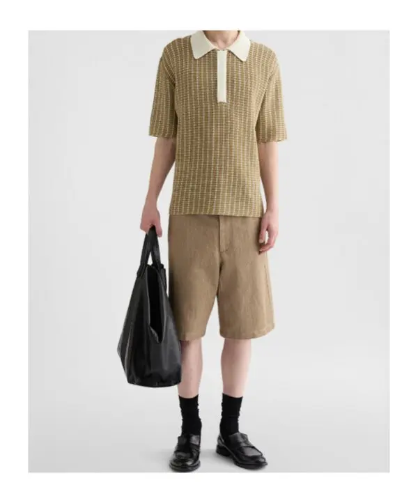 JIL SANDER Textured Striped Polo Shirt