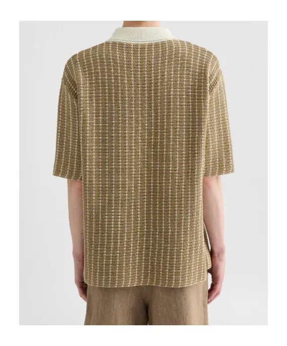 JIL SANDER Textured Striped Polo Shirt