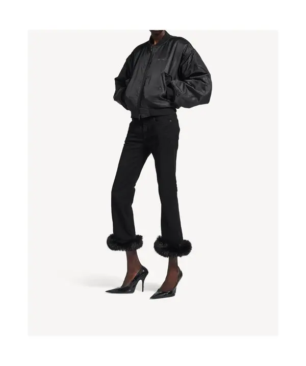 Balenciaga Zip-up Bomber Jacket With Embroidered Logo - Black