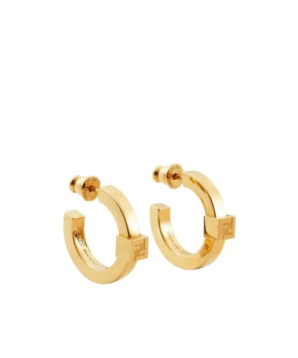 Fendi Ff Logo Hoop Earrings - Gold
