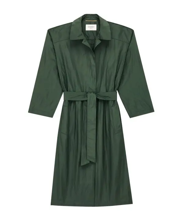 Saint Laurent Tie-belt Trench Coat - Vert Fonce