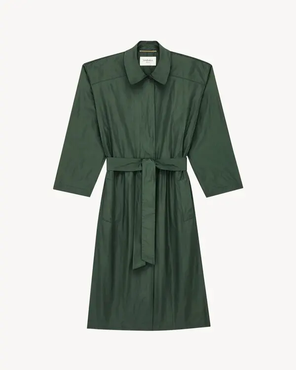 Saint Laurent Tie-belt Trench Coat - Vert Fonce