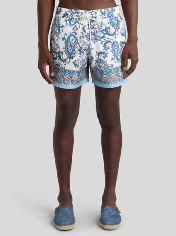 Etro Paisley Printed Roma Swim Trunks - Light Blue