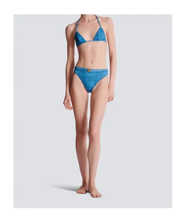 Balmain Two-piece Triangle Bikini With Embellished Tie Waist