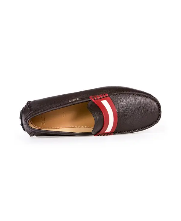 Bally Dark Brown Logo Detail Slip-on Loafers - Black