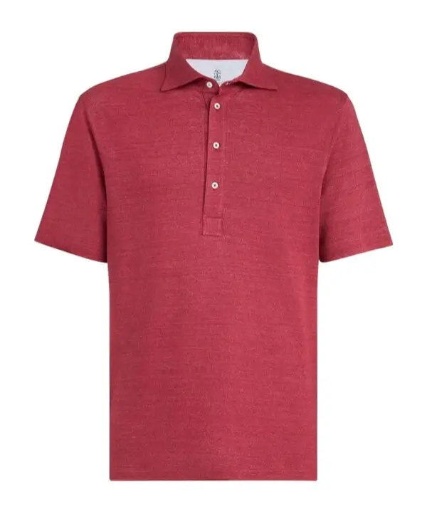 Brunello Cucinelli Point-collar Mélange Polo Shirt - Cherry