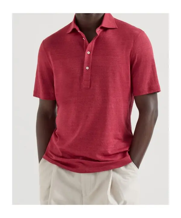 Brunello Cucinelli Point-collar Mélange Polo Shirt - Cherry