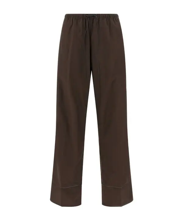 YVES SALOMON Leather Trim Wide-leg Pants