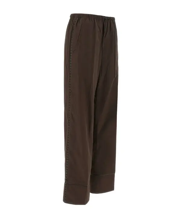YVES SALOMON Leather Trim Wide-leg Pants