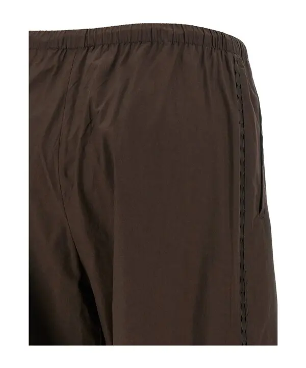 YVES SALOMON Leather Trim Wide-leg Pants